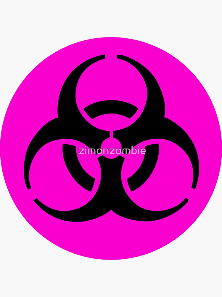 "Hot-pink Biohazard Sticker & Badges" Sticker for Sale by zimonzombie ...