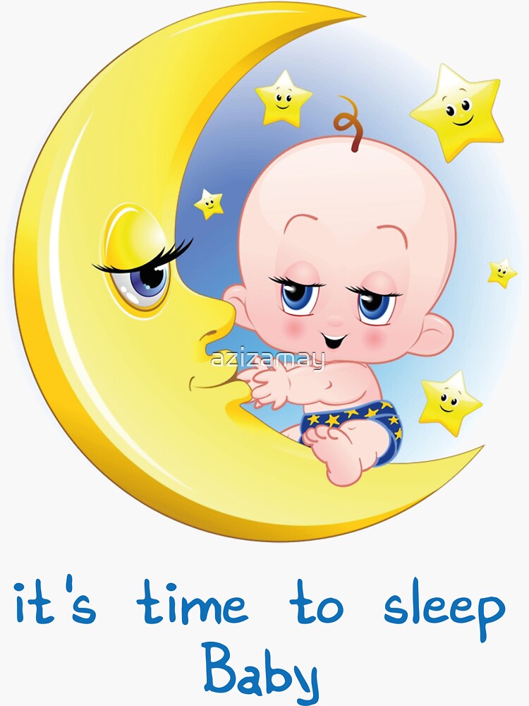"Welcom Baby, half moon, baby, moon cartoon" Sticker for Sale by ...