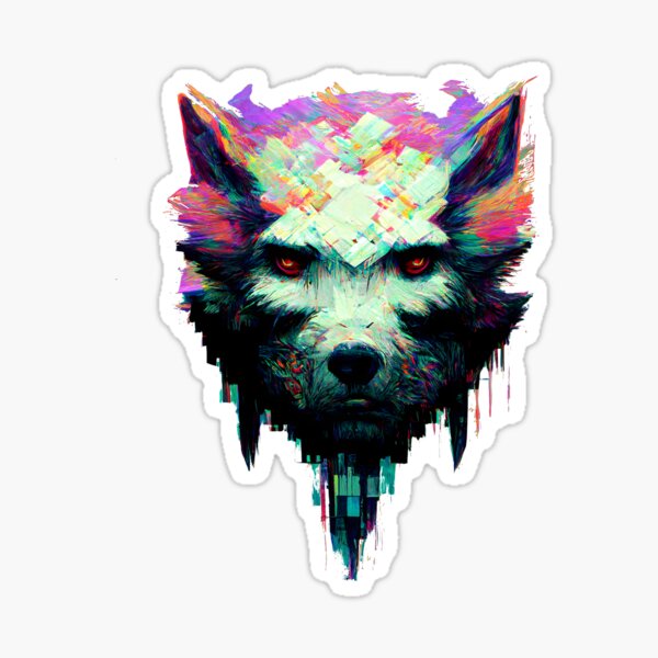 Pegatina «sea fuerte como un lobo Glitch Art | Lobo blanco al estilo ...