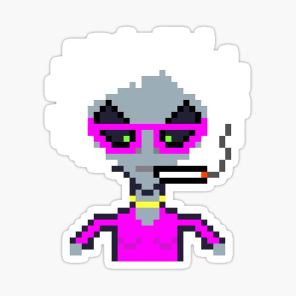 "Pixel alien woman smoking" Sticker for Sale by SevenAndTV | Redbubble
