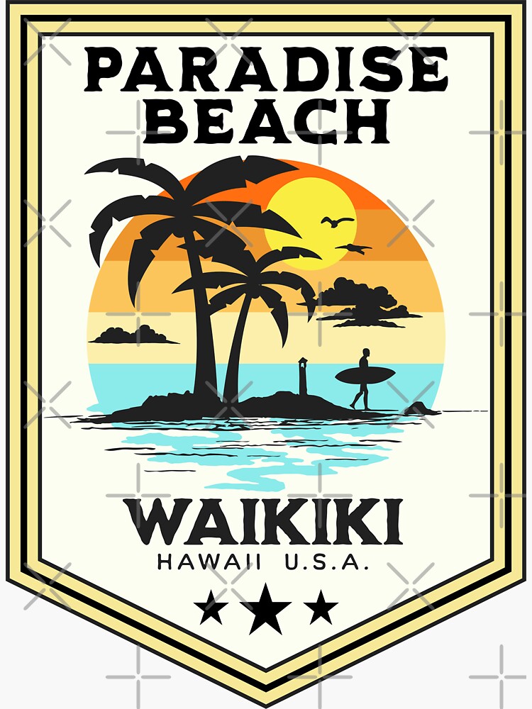 "Waikiki Beach" Sticker for Sale by TravelGold | Redbubble