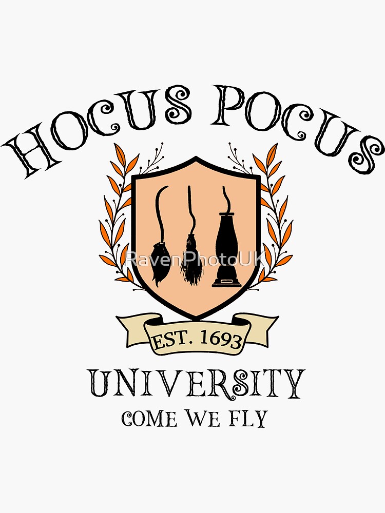 "Hocus Pocus University Halloween" Sticker for Sale by RavenPhotoUK ...