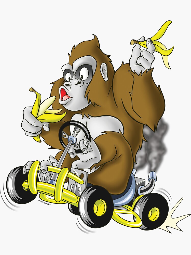 "Gorilla Go Kart (no background)" Sticker for Sale by Meethus | Redbubble