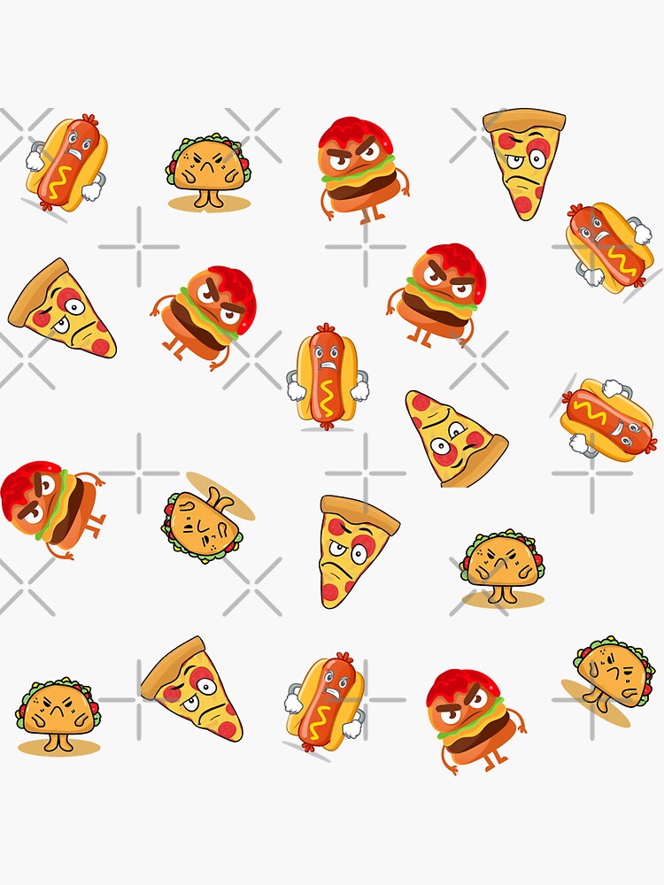 "Angry Fastfood pattern - fast food" Sticker for Sale by FORZSTORE ...