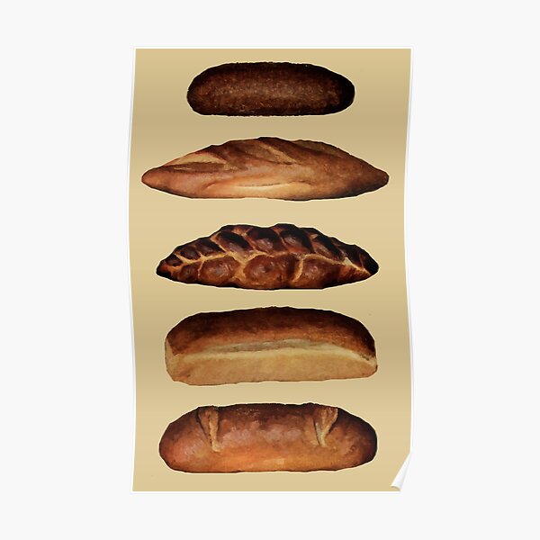 "Bakery collection of bread loaves drawing" Poster for Sale by ...