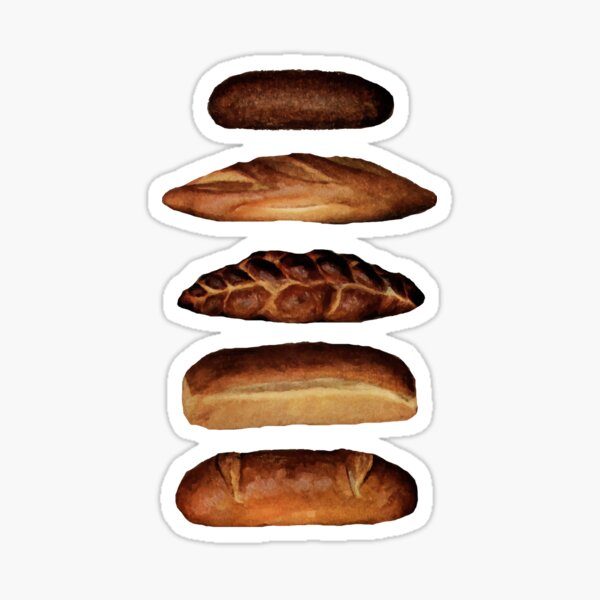 "Bakery collection of bread loaves drawing" Sticker for Sale by sunnyartgarden | Redbubble