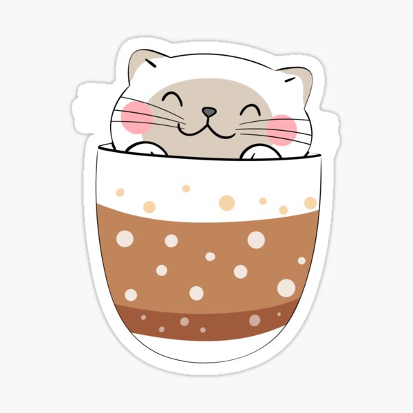 "Cute Coffee Cat" Sticker for Sale by ACE-STICKERS | Redbubble