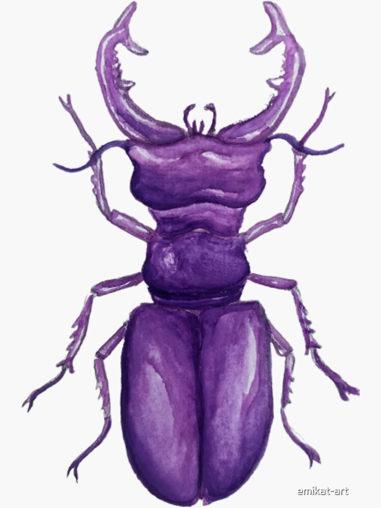 "Purple Stag Beetle" Sticker for Sale by emikat-art | Redbubble