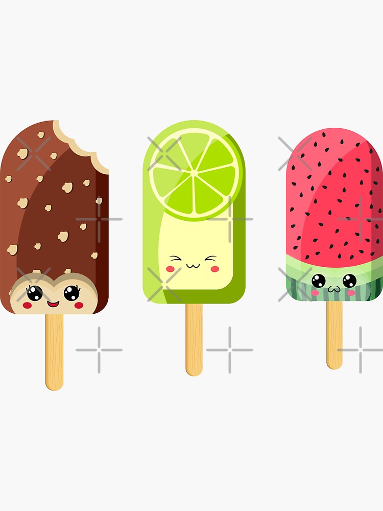 "Cute Kawaii Face Popsicle Stickers Pack" Sticker for Sale by ...