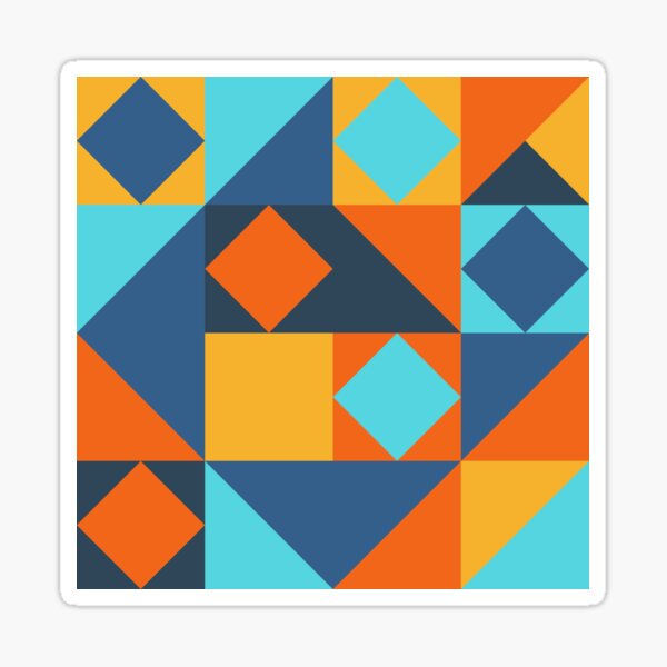 "Orange, yellow and blue square and rhombus mosaic" Sticker for Sale by ...