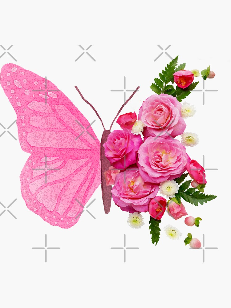 " Butterfly Roses In Bloom" Sticker for Sale by NajouaMorokina | Redbubble