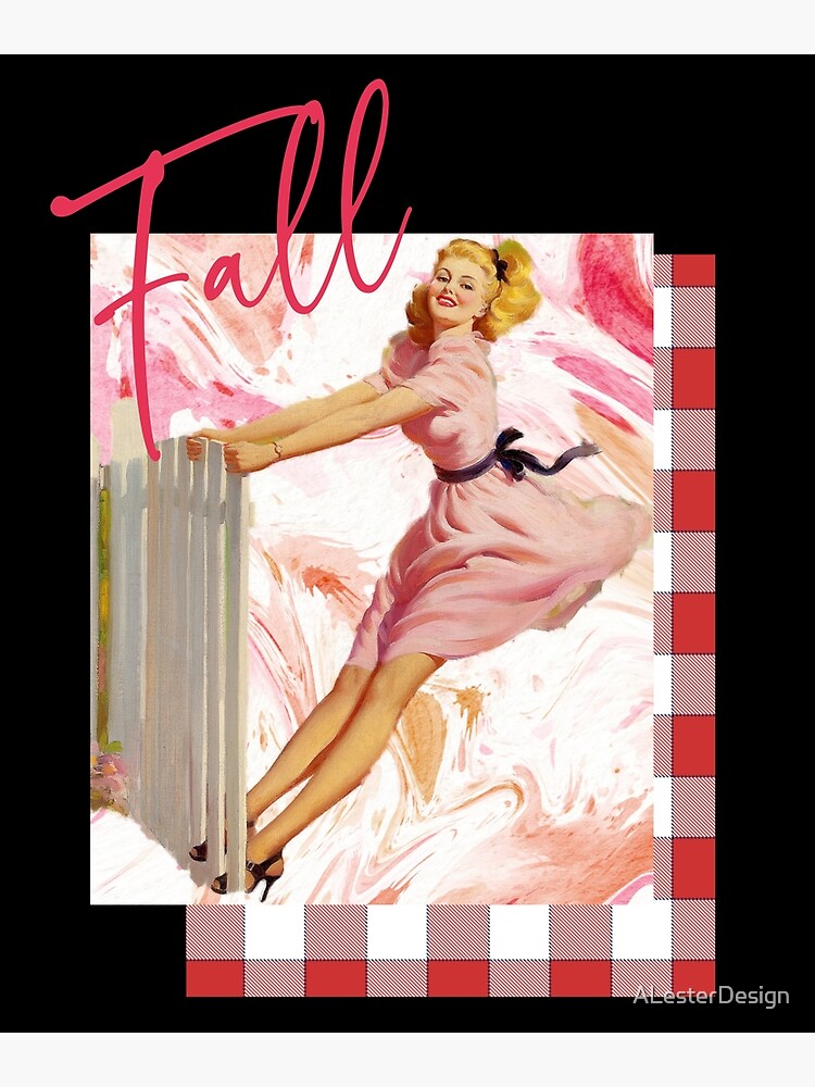 "Fall Pin-up Girl with Gingham Check Fall Picture Graphic" Poster for ...