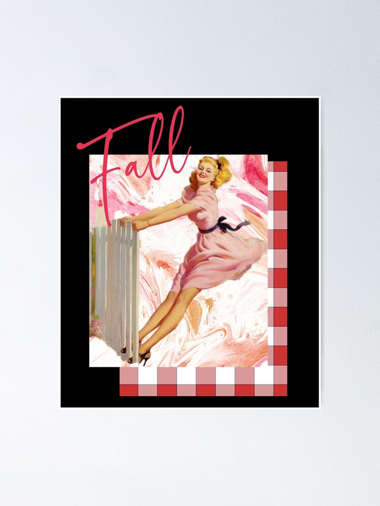 "Fall Pin-up Girl with Gingham Check Fall Picture Graphic" Poster for ...