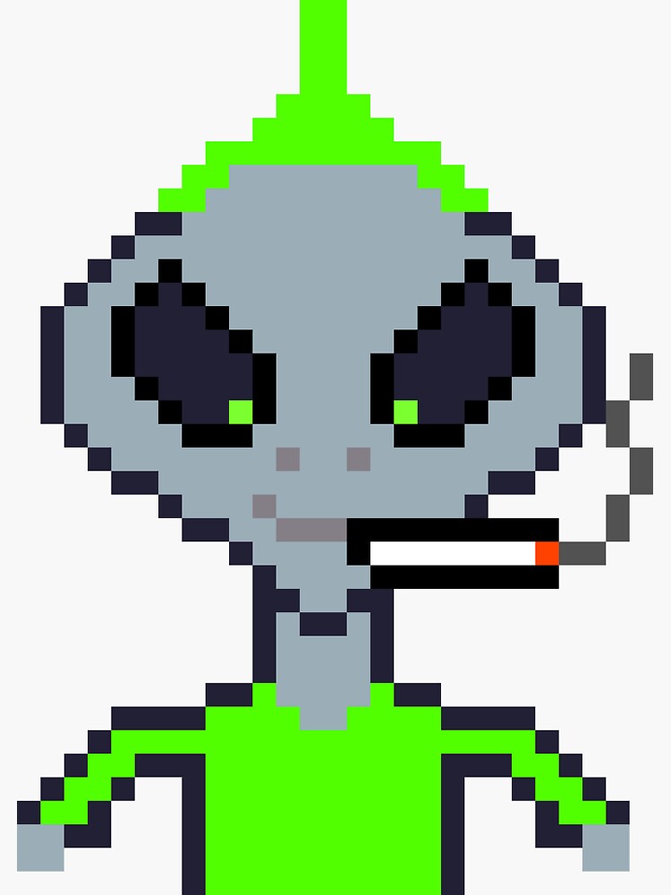 "Pixel alien with mohawk and cigarette" Sticker for Sale by SevenAndTV ...