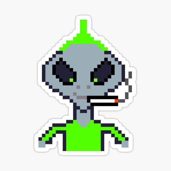 "Pixel alien with mohawk and cigarette" Sticker for Sale by SevenAndTV ...