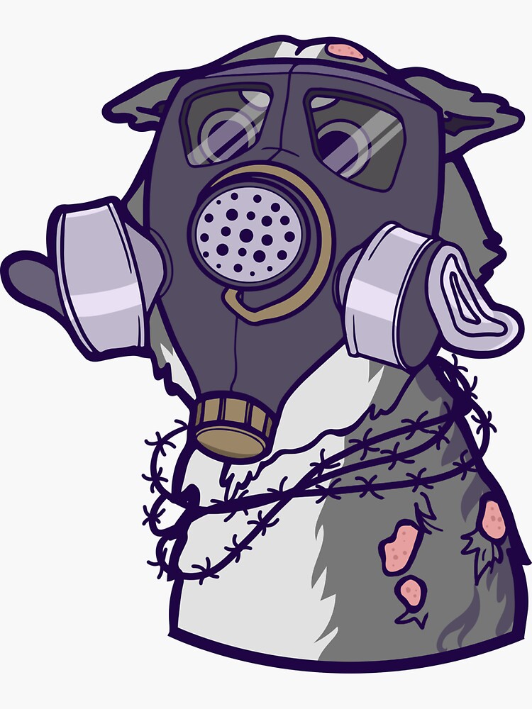 "Apocalypse Border Collie Dog in Respirator" Sticker for Sale by ...
