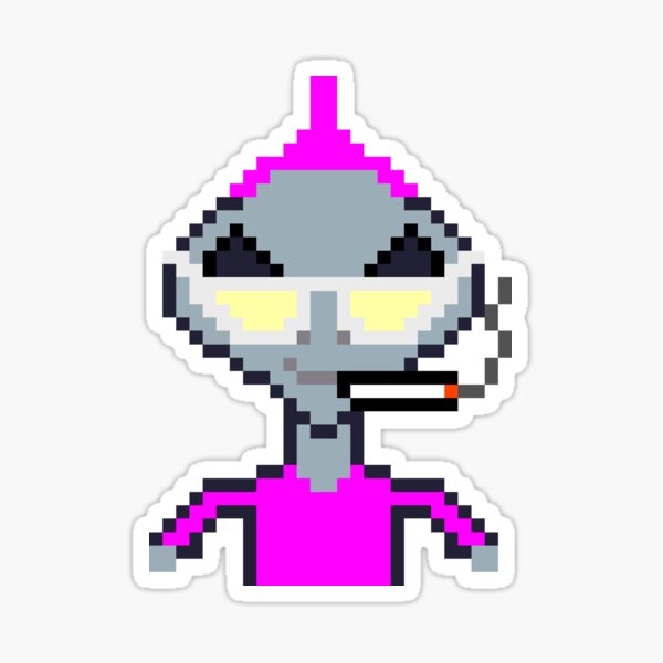 "Pixel alien with sunglasses, mohawk and cigarette" Sticker for Sale by ...