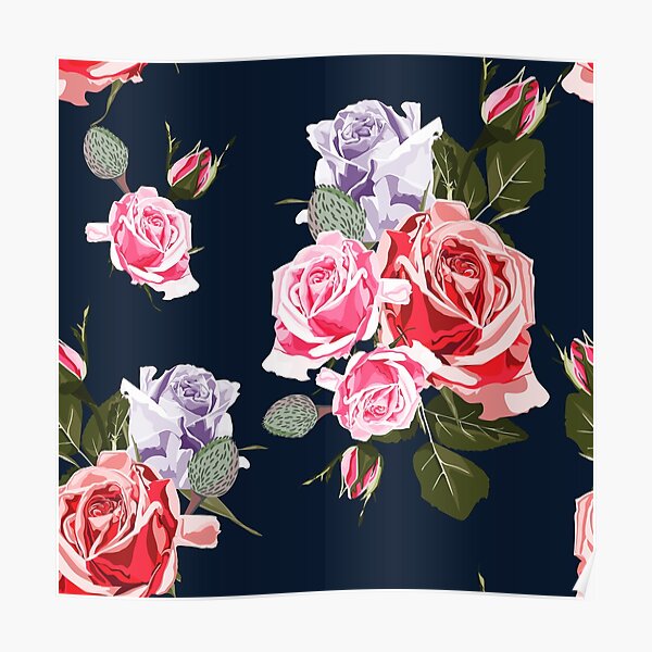 "field flowers rose patterns leaves beautiful beauty" Poster for Sale by Maystro-design | Redbubble
