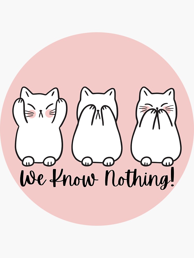 "We Know Nothing Cats" Sticker for Sale by KLWBDesigns | Redbubble