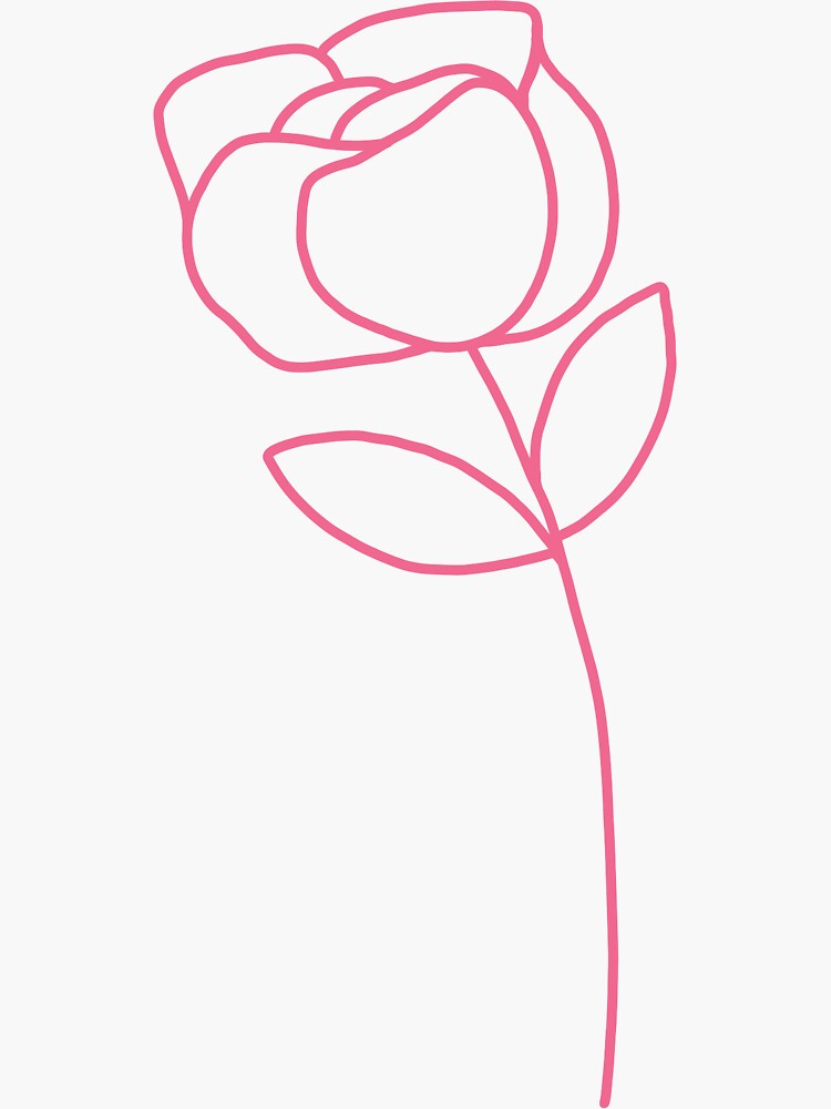 "Pink Rose Monoline Art " Sticker for Sale by evergreenlymade | Redbubble