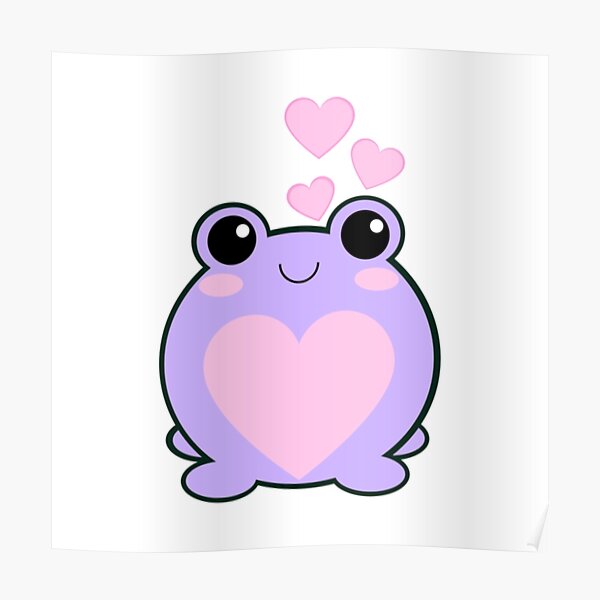 Póster «Linda y divertida rana de amor de dibujos animados rosa ...