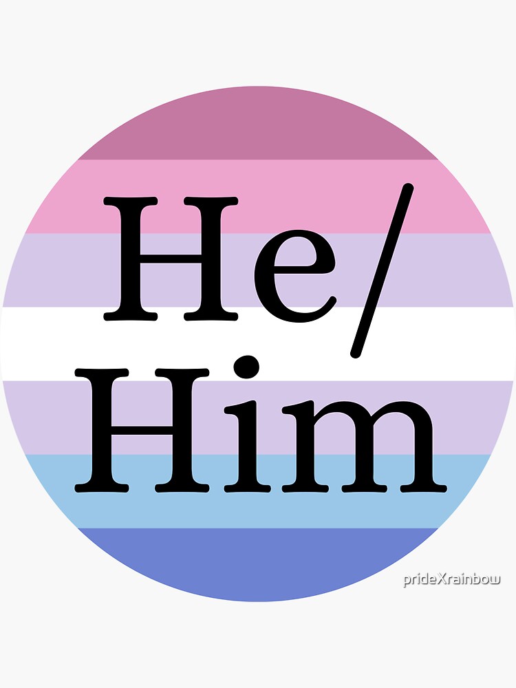 "He Him Bigender Pronoun Gender Identity Bigen Pin" Sticker for Sale by ...