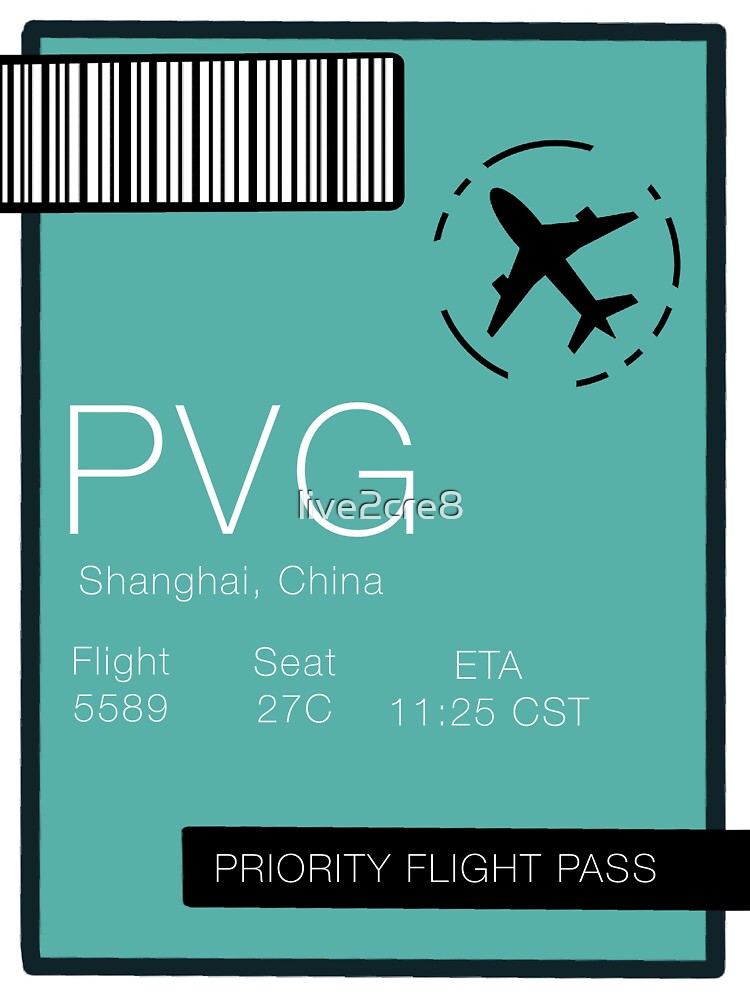 "Shanghai, China Plane ticket sticker" Sticker for Sale by live2cre8 ...