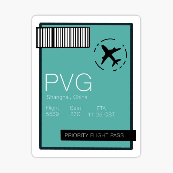 "Shanghai, China Plane ticket sticker" Sticker for Sale by live2cre8 ...