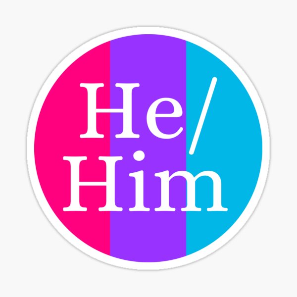 "He Him Androgyne Rainbow Pronoun Androgynous Gender Identity " Sticker ...