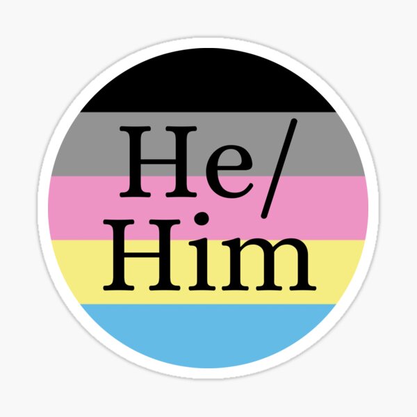 "He Him Polygender Pronoun Gender Identity Pin" Sticker for Sale by ...