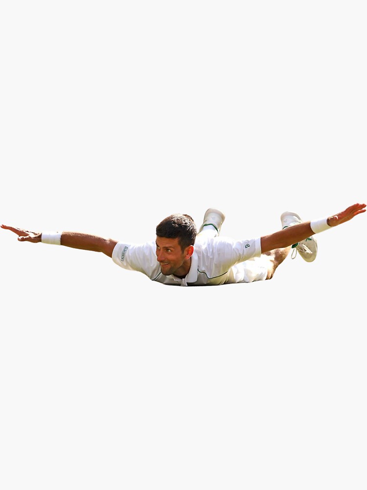 "Novak Djokovic Flying at Wimbledon" Sticker for Sale by tennisnole ...