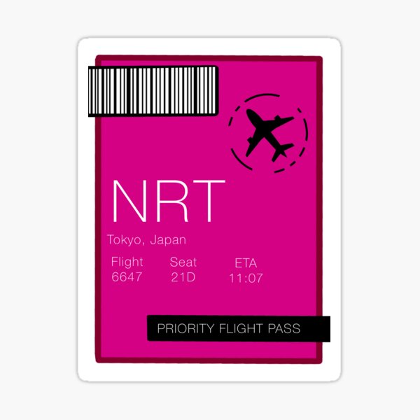 "Tokyo, Japan plane ticket" Sticker for Sale by live2cre8 | Redbubble
