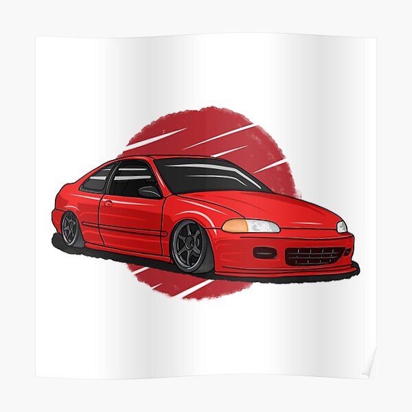 "Honda Civic EJ1 - Red" Poster for Sale by JonasJunqueira | Redbubble