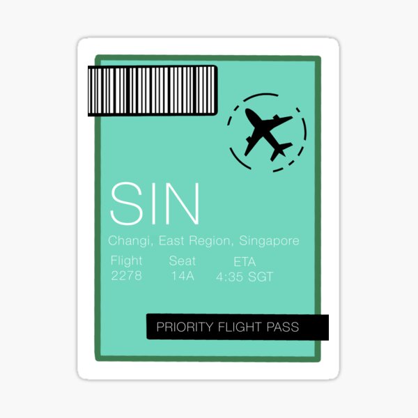 "Singapore plane ticket" Sticker for Sale by live2cre8 | Redbubble
