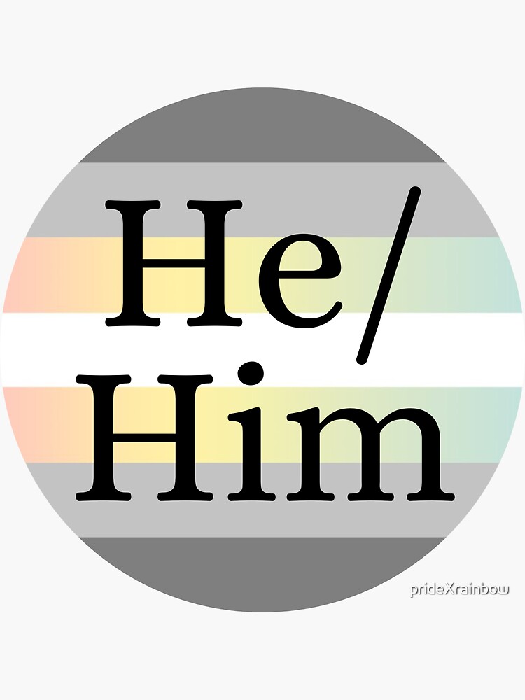 "He Him Demifluid Pronoun Gender Identity Pin" Sticker for Sale by ...