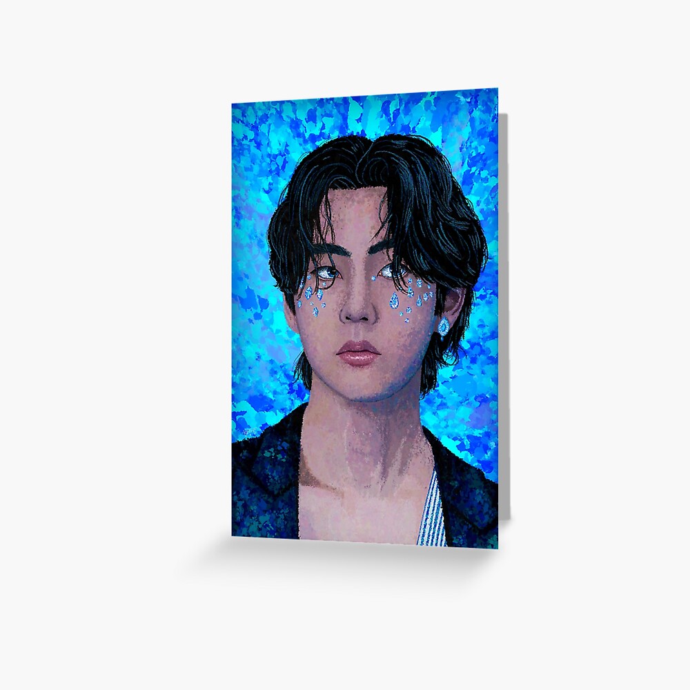 "BTS V - Kim Taehyung Portrait" Greeting Card for Sale by mochikookart ...