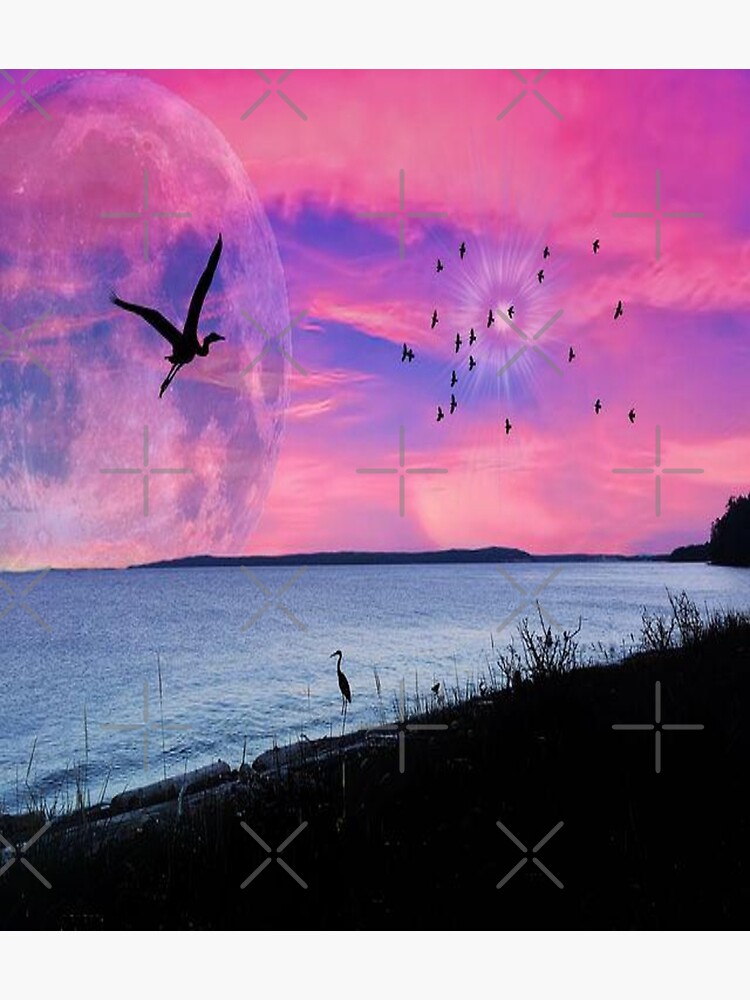 "Georgia Okeeffe Pink Moon Over Water" Poster for Sale by Javedempire ...