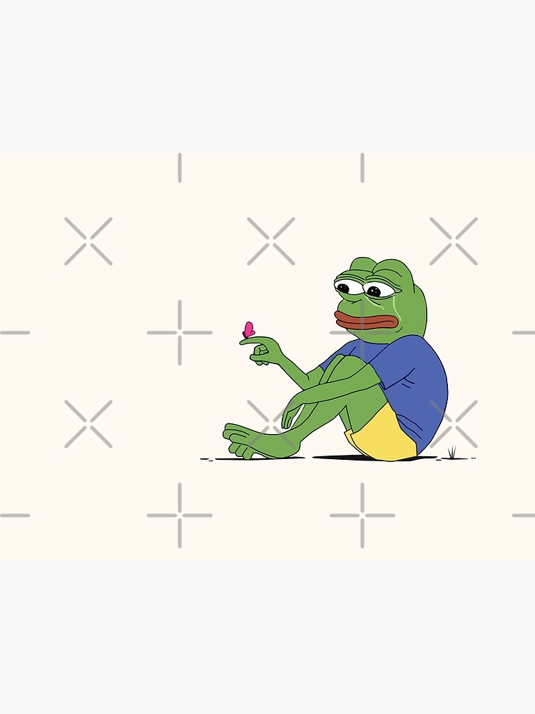 "Pepe The Frog Meme Sad Crying PepeTheFrog with Butterfly landing on ...