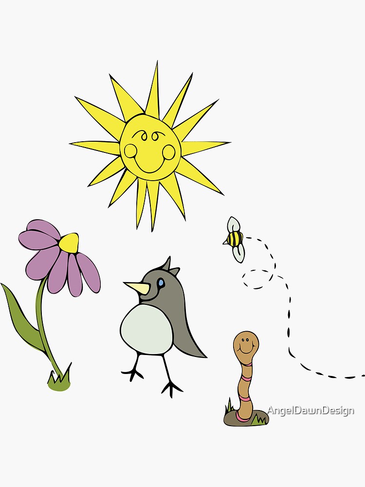 "Cute Sunny Spring Has Sprung Theme Cheerful Illustrations " Sticker ...