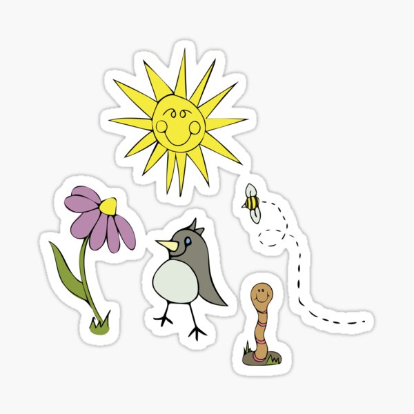 "Cute Sunny Spring Has Sprung Theme Cheerful Illustrations " Sticker ...