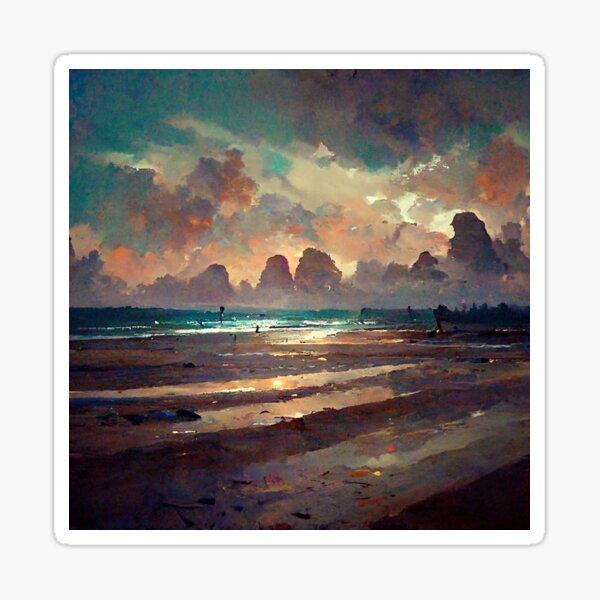 "Beach Scene 1" Sticker for Sale by metaverseoz | Redbubble
