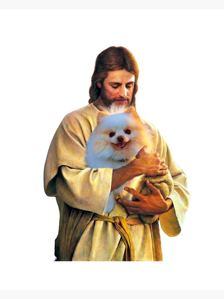 "Jesus Holding a Cute Pomeranian Dog" Poster for Sale by ASamArt ...