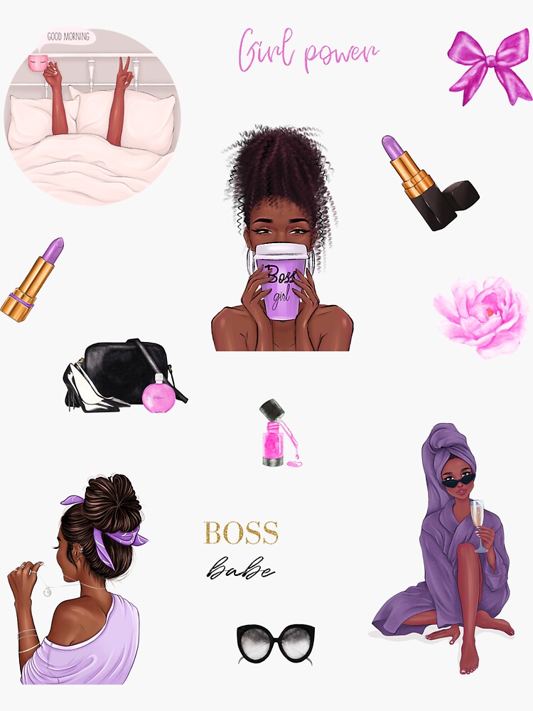"Melanin Girl Boss Sticker Pack For Boss Babe Lady Boss African ...