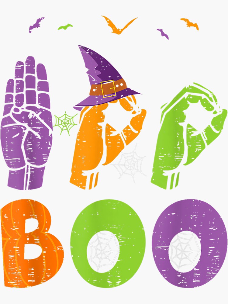 "Boo Hands American Sign Language Pride ASL Halloween" Sticker for Sale ...