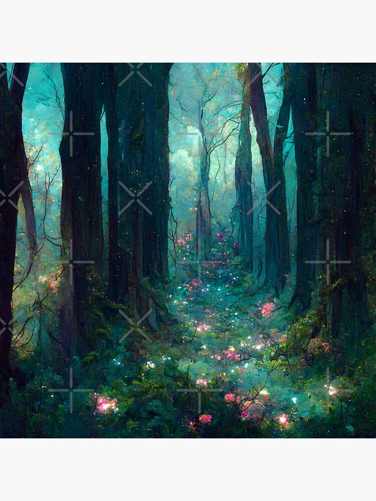 "Beautiful Lush Fairycore Forest with Dense Overgrowth" Sticker for ...