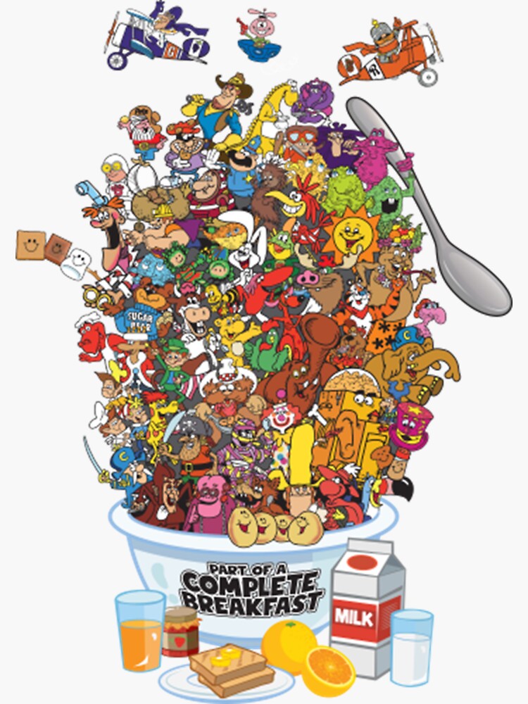 "Cereal Mascots - Part of a Complete Breakfast! T-Shirt" Sticker for ...