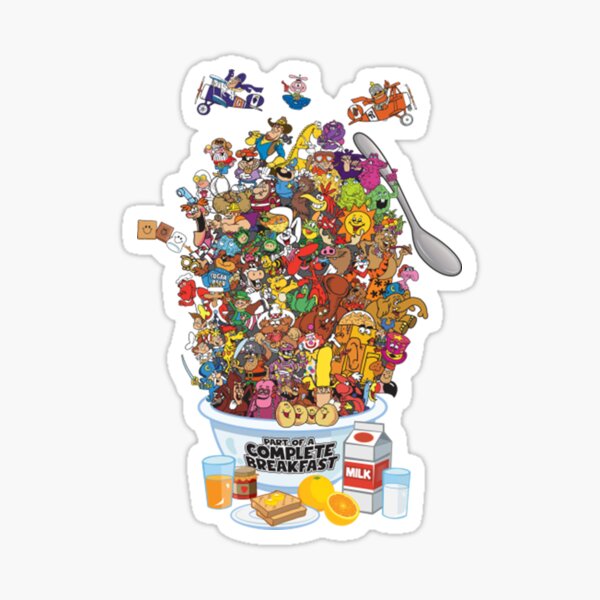 "Cereal Mascots - Part of a Complete Breakfast! T-Shirt" Sticker for ...