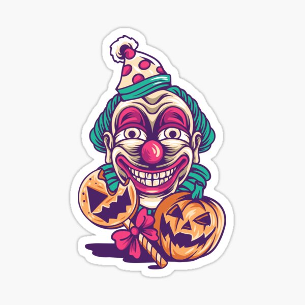 "Halloween Clown Illustration" Sticker for Sale by sabdatinta | Redbubble