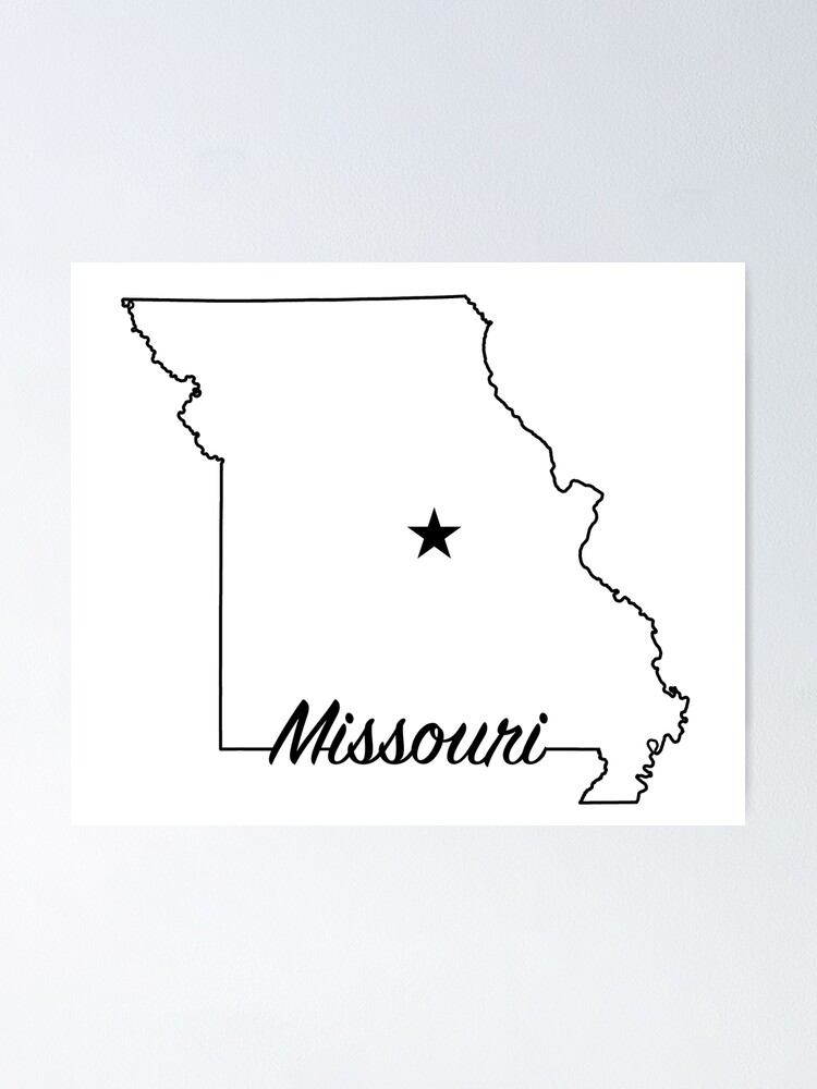 "Missouri -- US State (simple outline with capital star) " Poster for ...