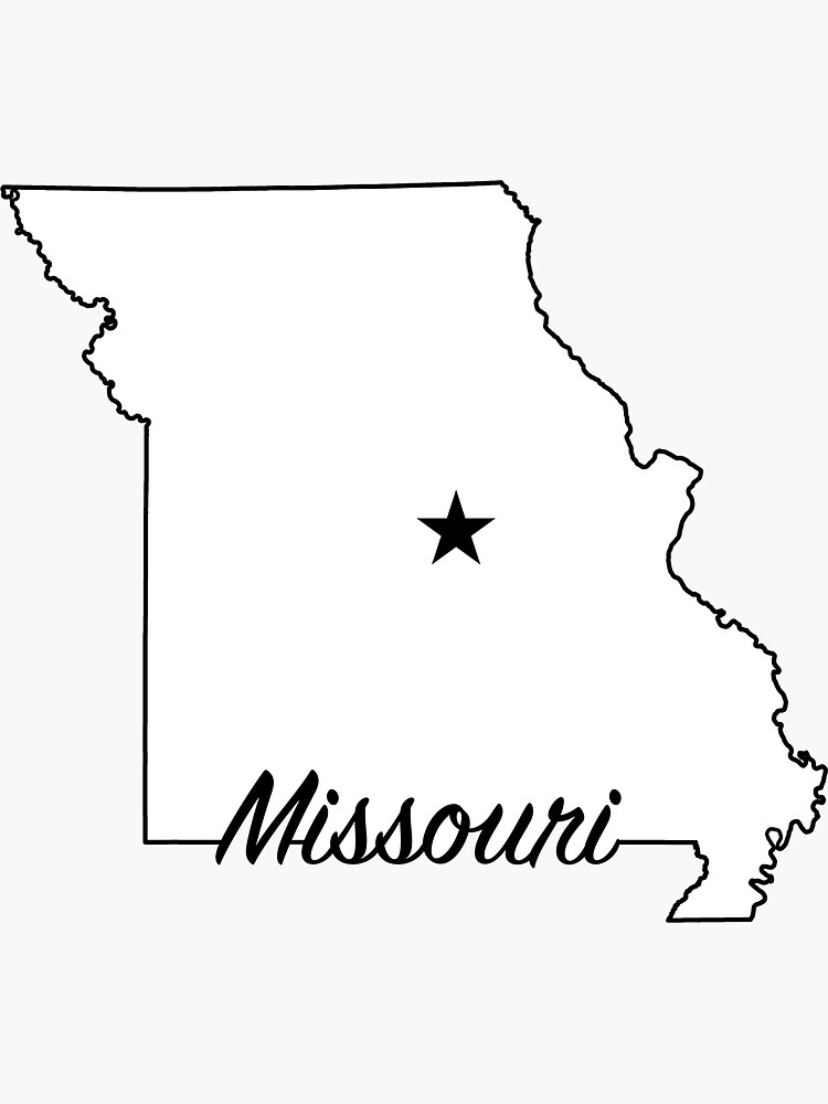 "Missouri -- US State (simple outline with capital star) " Sticker for ...